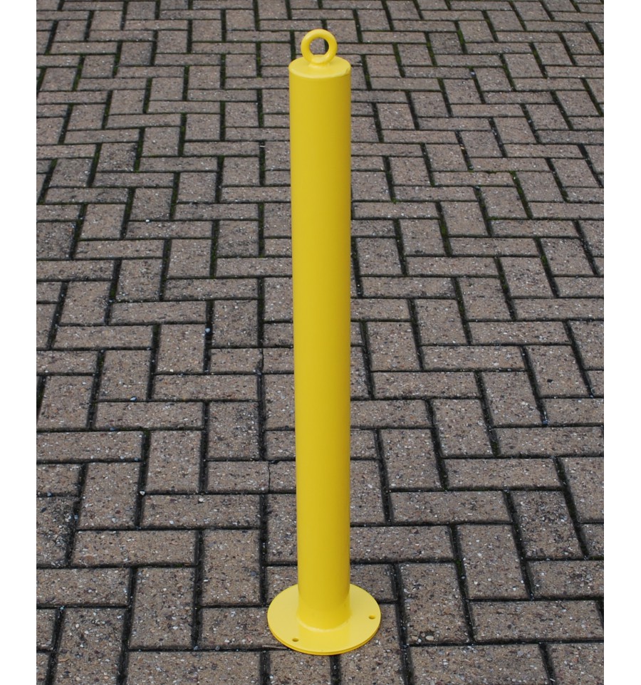 76 mm Diameter Bolt Down Fixed Yellow Bollard with Top Mounted Eyelet