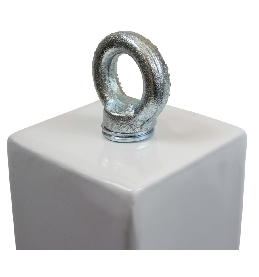 White 100P Removable Parking & Security Post, Padlock & Top Eyelet