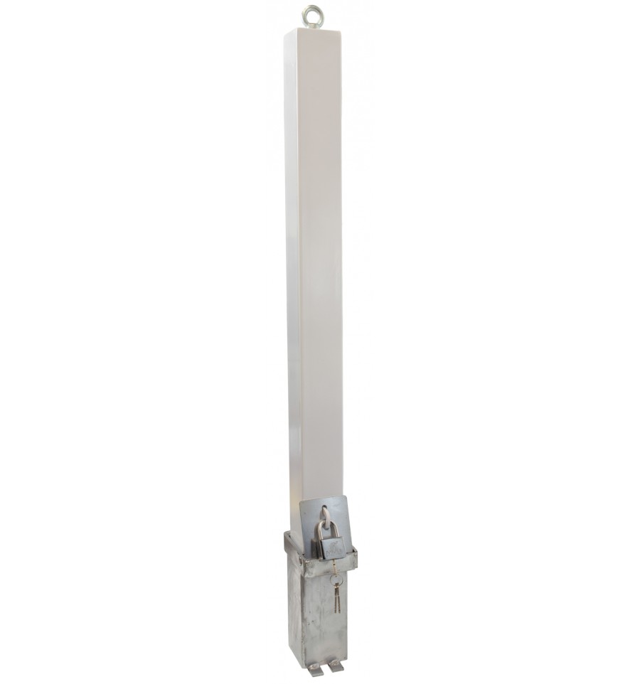 White 100P Removable Parking & Security Post, Padlock & Top Eyelet