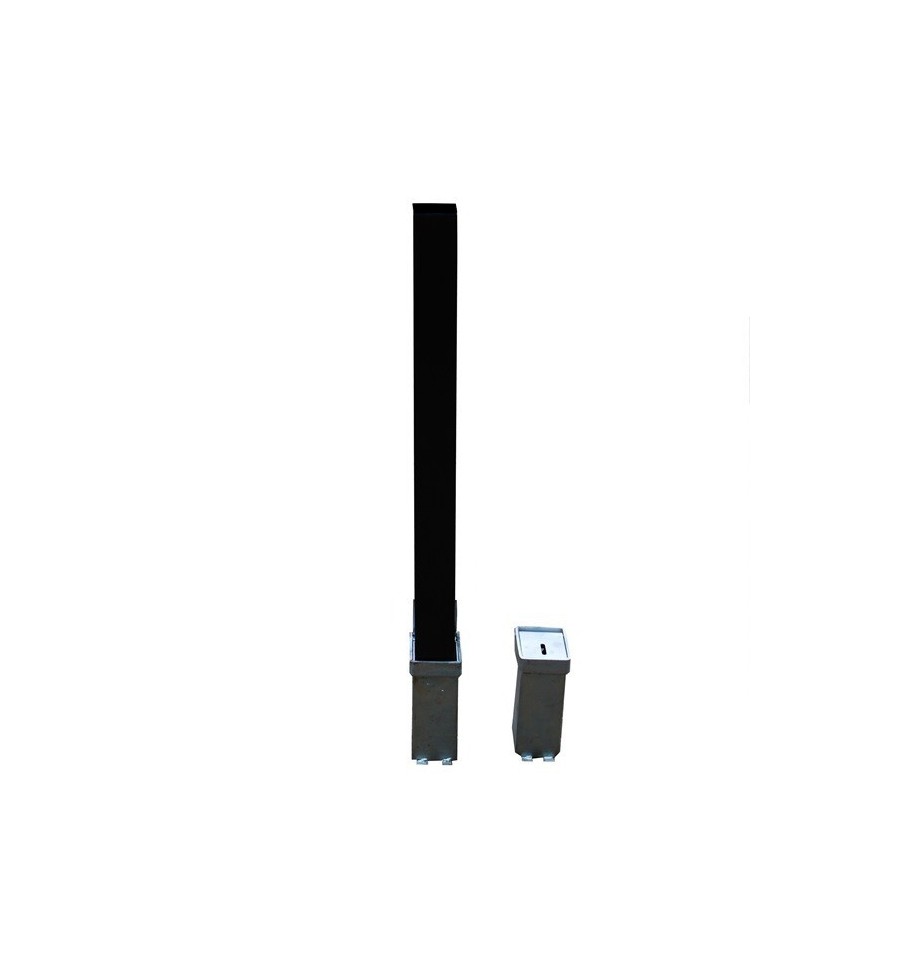 Heavy Duty Black 100P Security Parking Posts & 2 x Ground Bases